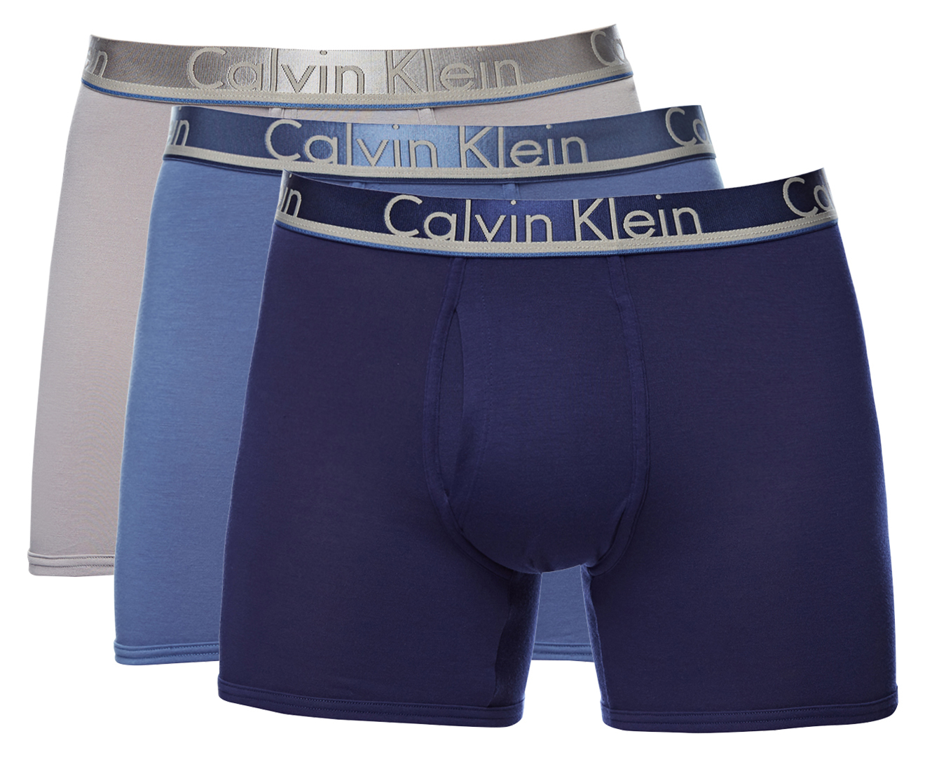 Calvin Klein Mens Microfiber Boxer Brief 3 Pack Blue Multi Nz