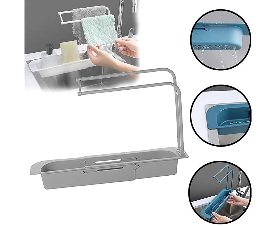Telescopic Sink Holder Rack Expandable Storage Drain Basket Rack Sponge